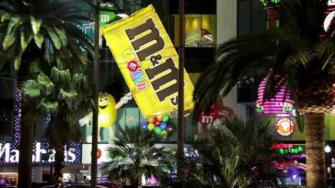 M and M's World facade on the Las Vegas ... | Stock Video | Pond5