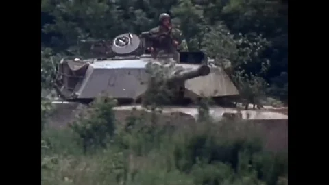 An M1 Abrams battle tank is destroyed by... | Stock Video | Pond5