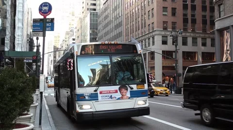M1 Bus on 5th Ave. Manhattan | Stock Video | Pond5
