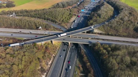 M25 and M1 Motorway Interchange Junction... | Stock Video | Pond5