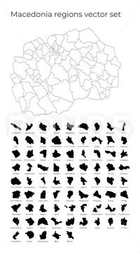 Macedonia map with shapes of regions. Blank vector map of the Country ...