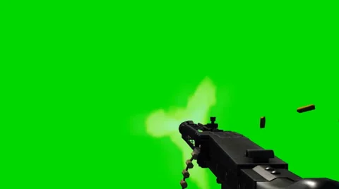 machine gun fires - separated on green s... | Stock Video | Pond5