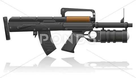 Machine gun with a grenade launcher vector illustration ~ Clip Art ...