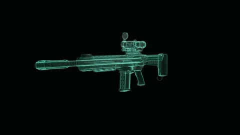 Machine gun wireframe scheme. 3d render ... | Stock Video | Pond5