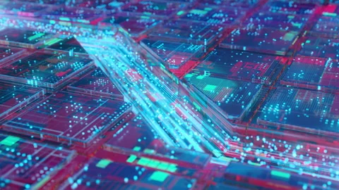 Machine learning concept inside circuit ... | Stock Video | Pond5