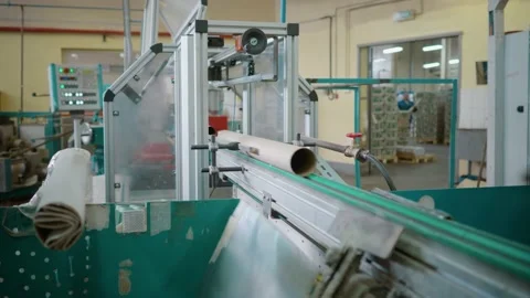 Machine for the production of paper tube... | Stock Video | Pond5