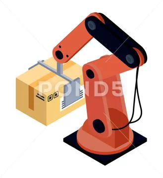 Machine, Robotic Mechanism Pack Products in Boxes: Graphic #128953733