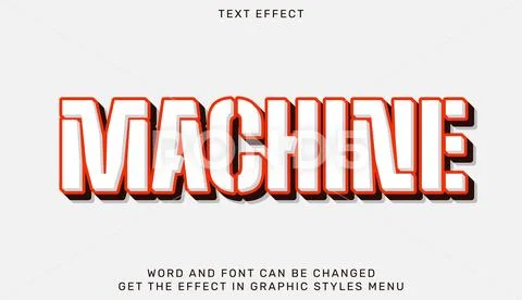 Machine text effect template in 3d design: Graphic #261633405