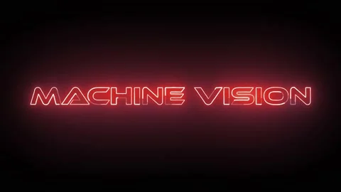 Machine Vision red color neon glowing an... | Stock Video | Pond5