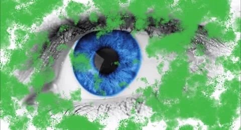 Macro blue eye green screen effect | Stock Video | Pond5