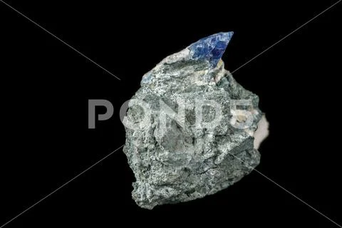 Macro mineral stone Bentorite on a black background ~ Hi Res #248842068