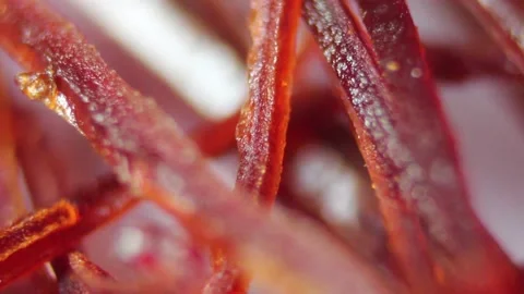 Macro view of dried saffron red stigma t... | Stock Video | Pond5