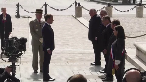 Macron marks WW2 anniversary with pared-... | Stock Video | Pond5