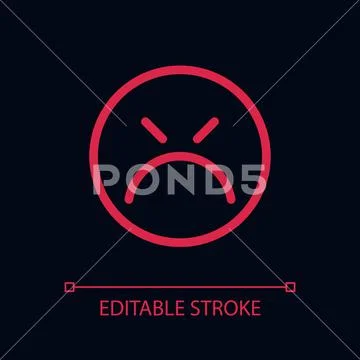 Mad emoticon pixel perfect color linear ui icon for dark theme: Royalty ...