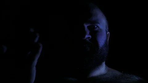 Mad insane crazy evil man laughing in da... | Stock Video | Pond5