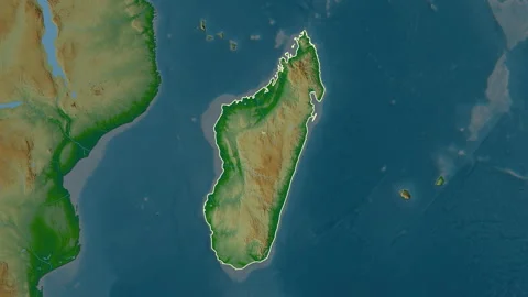 Madagascar map - solid. Regions. Physica... | Stock Video | Pond5