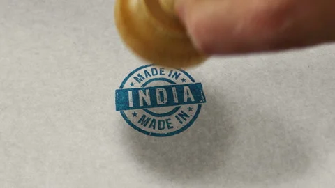 Made in India stamp and stamping loop an... | Stock Video | Pond5