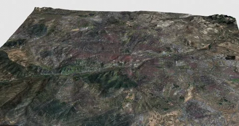 Madrid west to east map with 3d relief 4... | Stock Video | Pond5