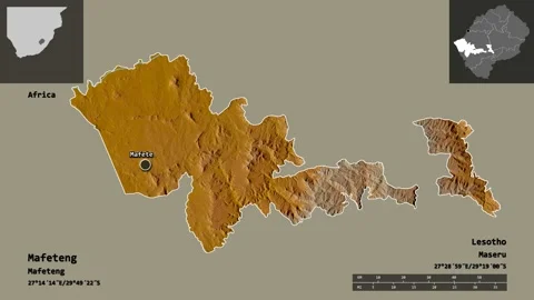 Mafeteng location. Lesotho. Relief map | Stock Video | Pond5