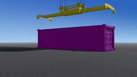 Magenta shipping container crane loop | Stock Video | Pond5