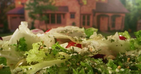 Maggots falling on a plate of salad | Stock Video | Pond5