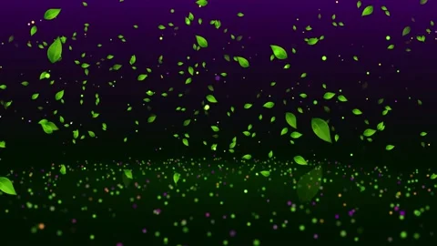 Magical Green Leaves Glitter Sparkle Fly... | Stock Video | Pond5