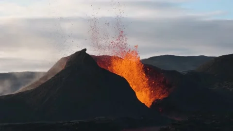 Magma boiling and leaking from erupting ... | Stock Video | Pond5
