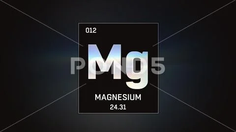Magnesium as Element 12 of the Periodic Table 3D animation on grey ...
