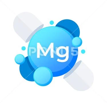 Magnesium Mg element visualized with serene blue spheres in modern ...
