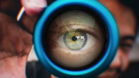 Magnifying Eye Glass Zoom In Weird Scene | Stock Video | Pond5