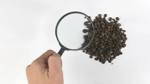 Magnifying glass increases the coffee be... | Stock Video | Pond5