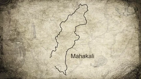 Mahakali map drawn on a cartography back... | Stock Video | Pond5