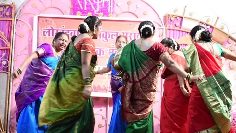 Maharashtrian Ladies folk dance | Stock Video | Pond5