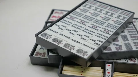 Mahjong the east asia game on white bac... | Stock Video | Pond5