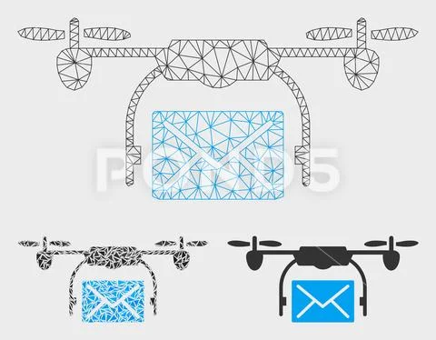 Mail Delivery Drone Vector Mesh 2D Model and Triangle Mosaic Icon ...