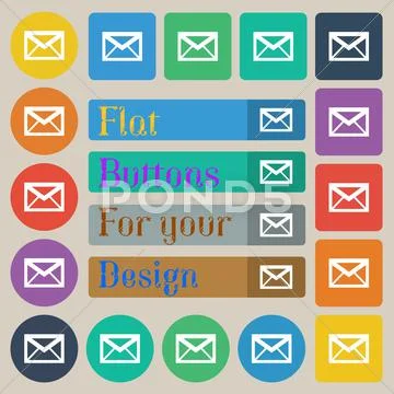 Mail icon. Envelope symbol. Message sign. navigation button. Set of ...
