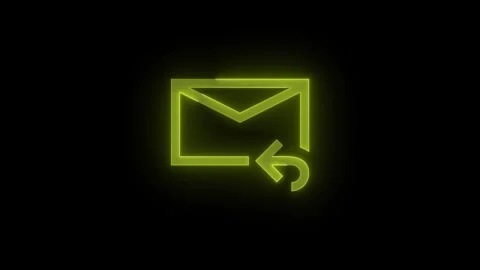 Mail reply stroke icon glowing neon yell... | Stock Video | Pond5