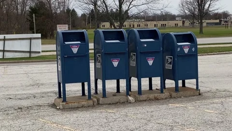 Mailboxes - Blue USPS mail drop boxes - ... | Stock Video | Pond5