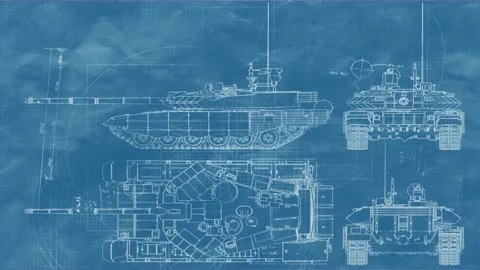 Main Battle Tank T-90MS Blueprint Animat... | Stock Video | Pond5