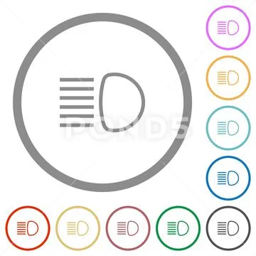 Main beam headlights indicator flat icons with outlines: Graphic #152561705