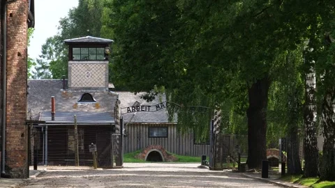 Main gate of Auschwitz I Nazi concentrat... | Stock Video | Pond5