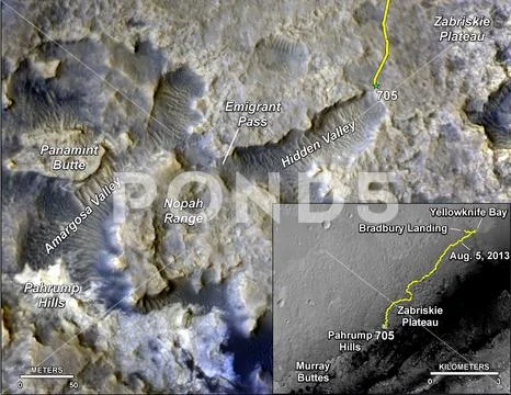 The main map shows landforms near NASA's Curiosity Mars rover as the ...