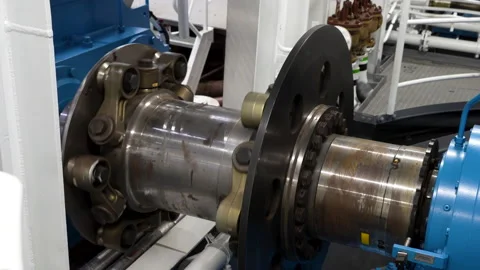 Main shaft rotates. Motor room of vessel... | Stock Video | Pond5