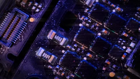 Mainboard and chip technology background... | Stock Video | Pond5