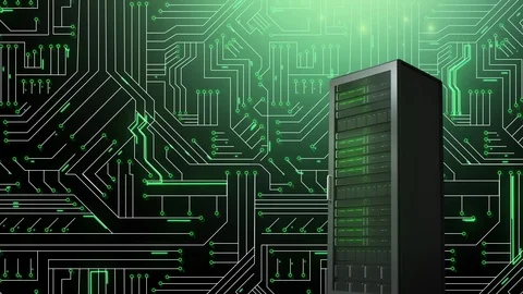 Mainframe computer and glowing green cir... | Stock Video | Pond5