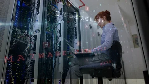 Maintaining cyber security in a server r... | Stock Video | Pond5