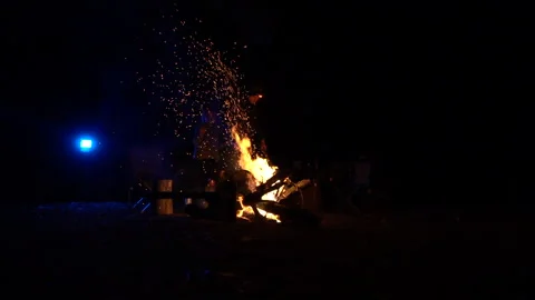 Majestic bonfire with rising fire partic... | Stock Video | Pond5