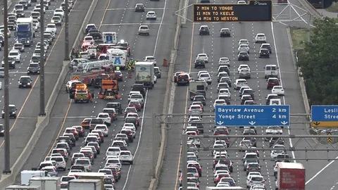 Major car accident on highway with emerg... | Stock Video | Pond5