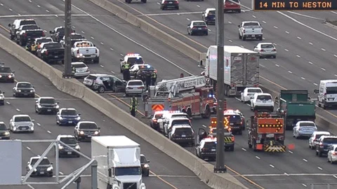 Major car accident on highway with emerg... | Stock Video | Pond5