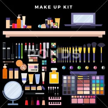 Make up and brush lettering on pink art brush stroke with cosmetics ...